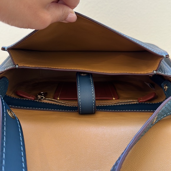 Coach | Bags | Authentic Coach Saddle Bag 23 In Blue With Python Strap ...